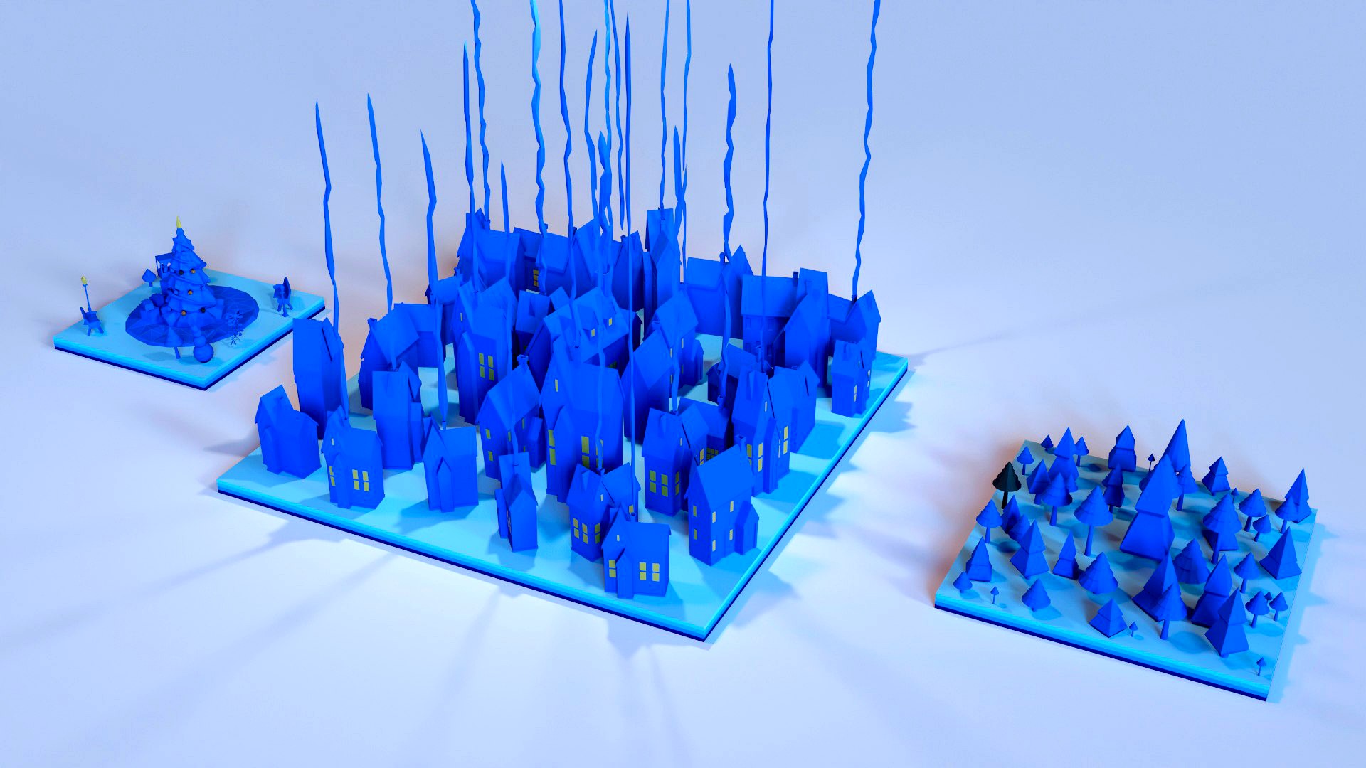 Stylized winter village lowpoly bundle 3d model