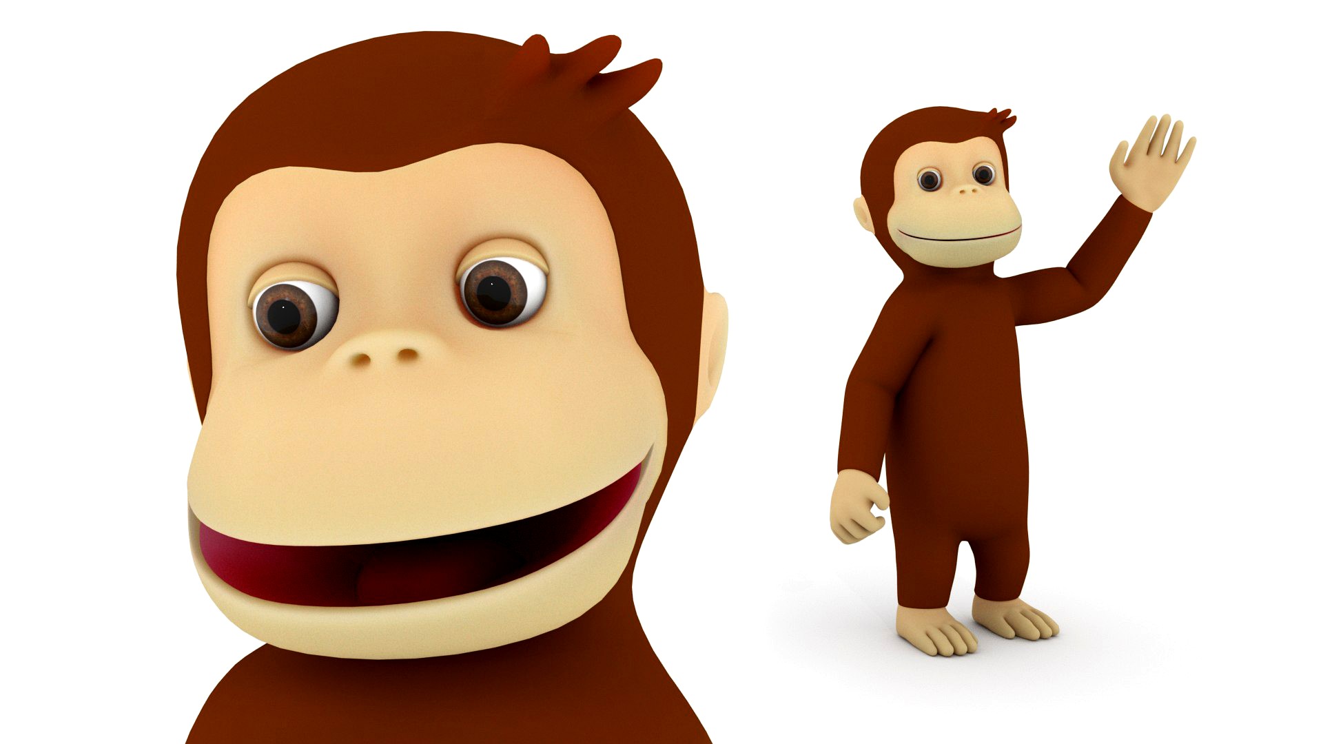 Cartoon Monkey Character 3D model Rigged 3D model