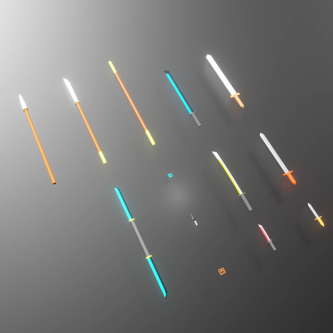 Low Poly Medieval weapons 3d model