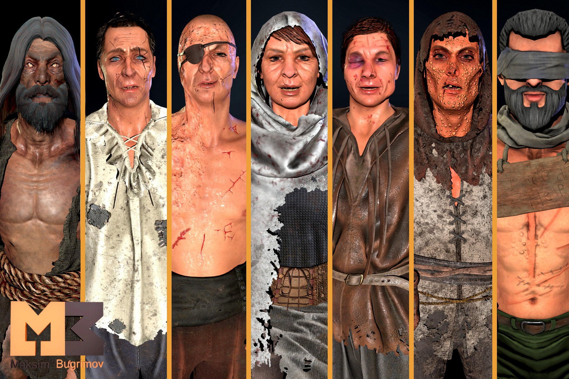 NPC Beggars (Pack) 3d model