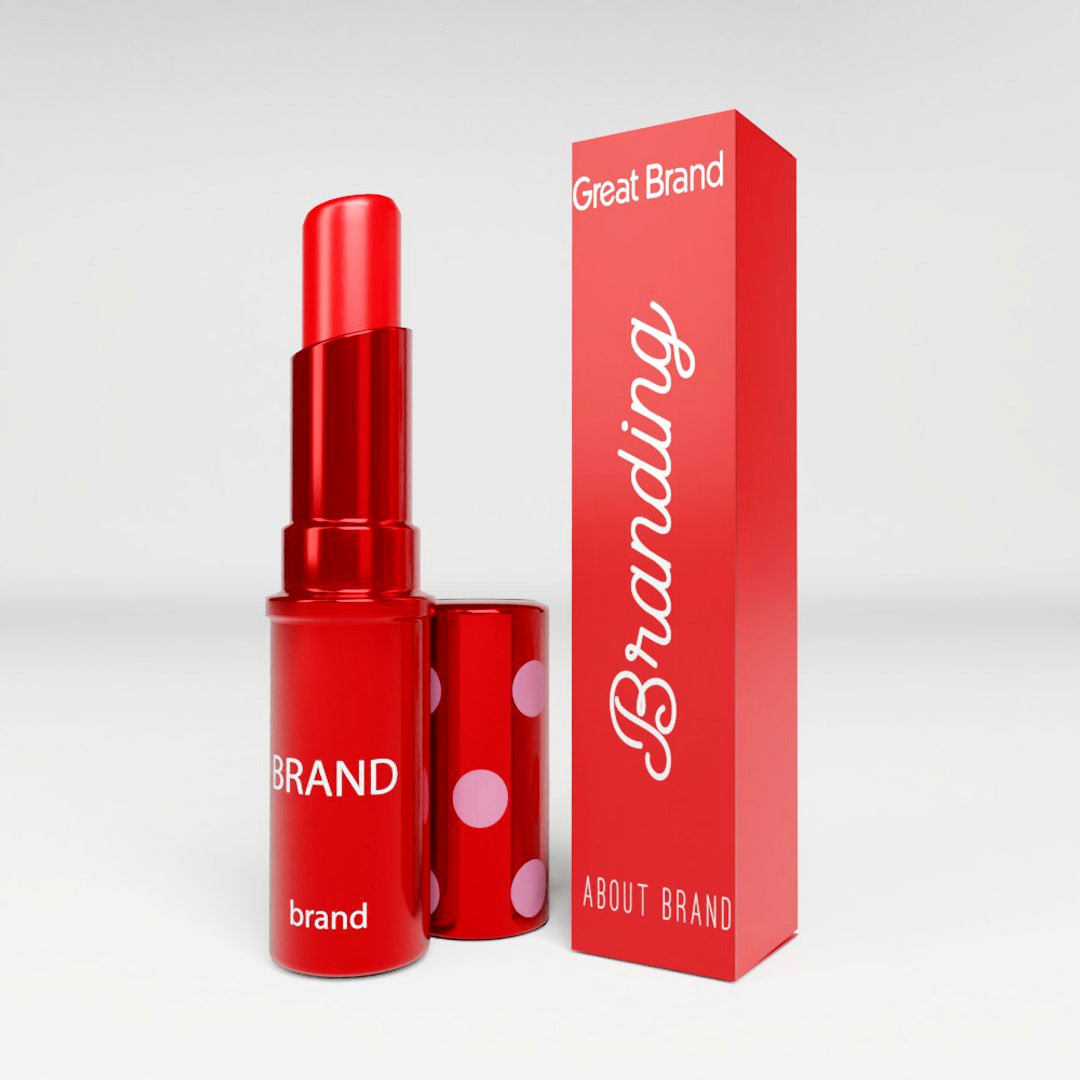 Lipstick Tube and Box Customizable Textures + UV 3d model