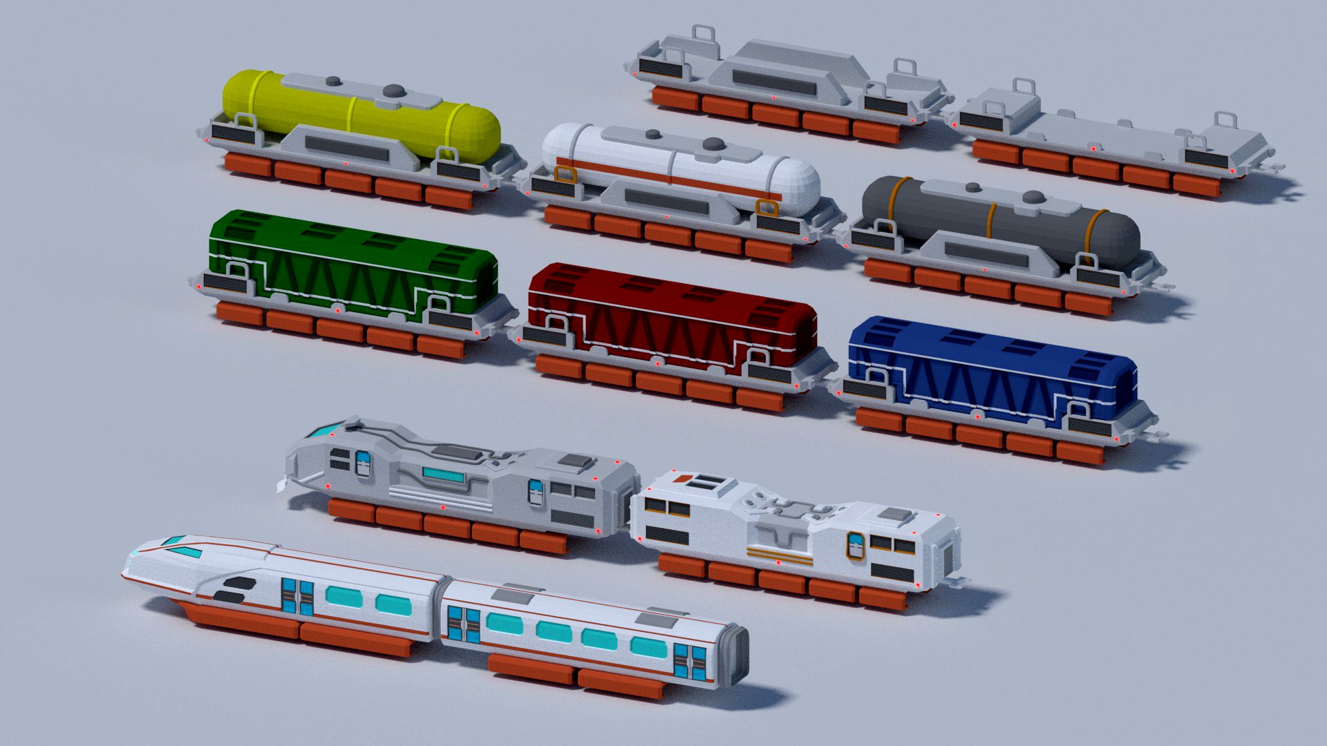 Maglev train low-poly 3D model