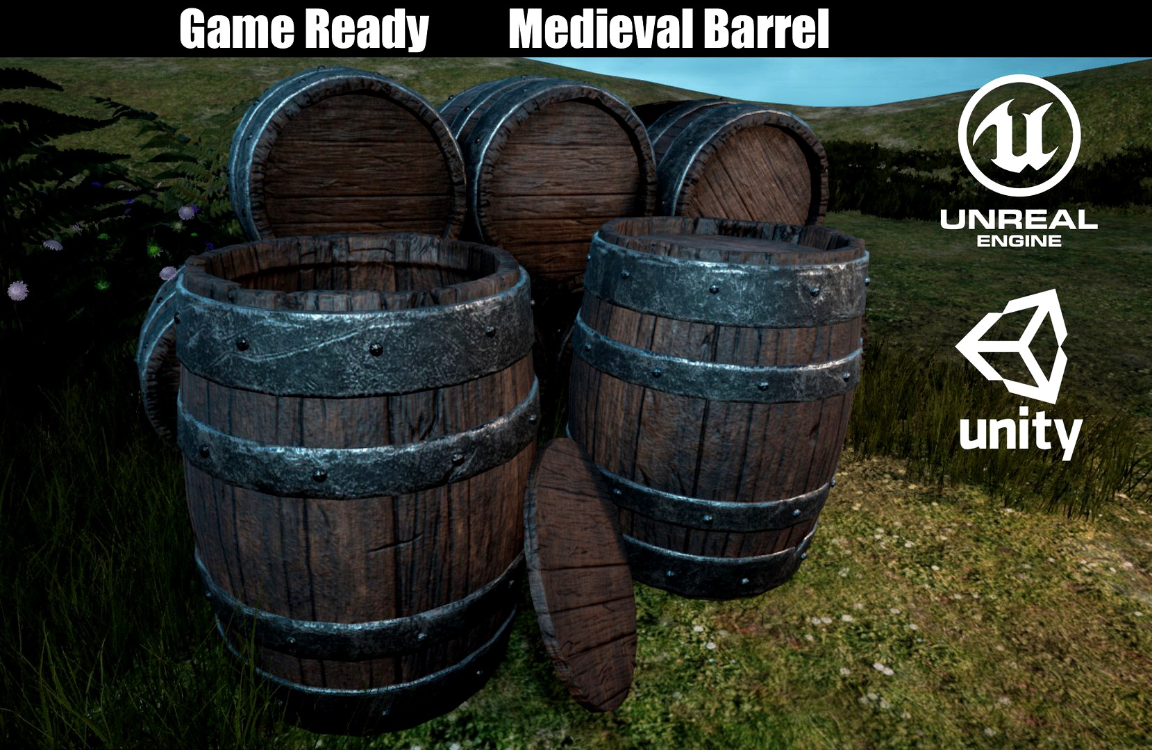 Game Ready Medieval Barrel 3d model