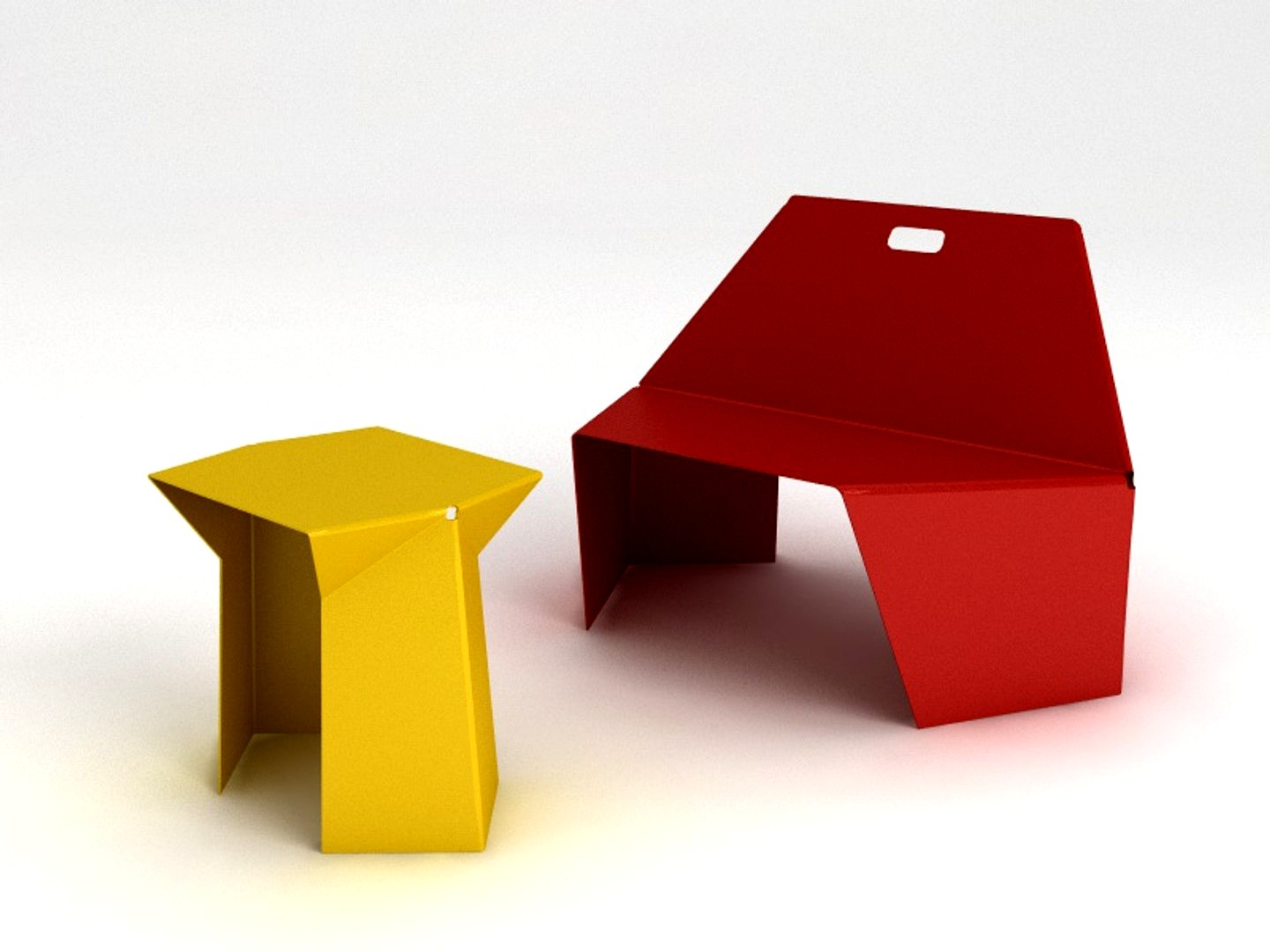 Bent Table & Chair 3d model