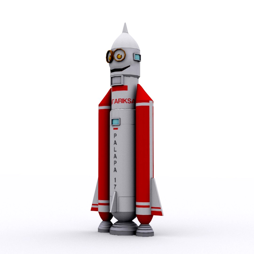 cartoon rocket 3d model