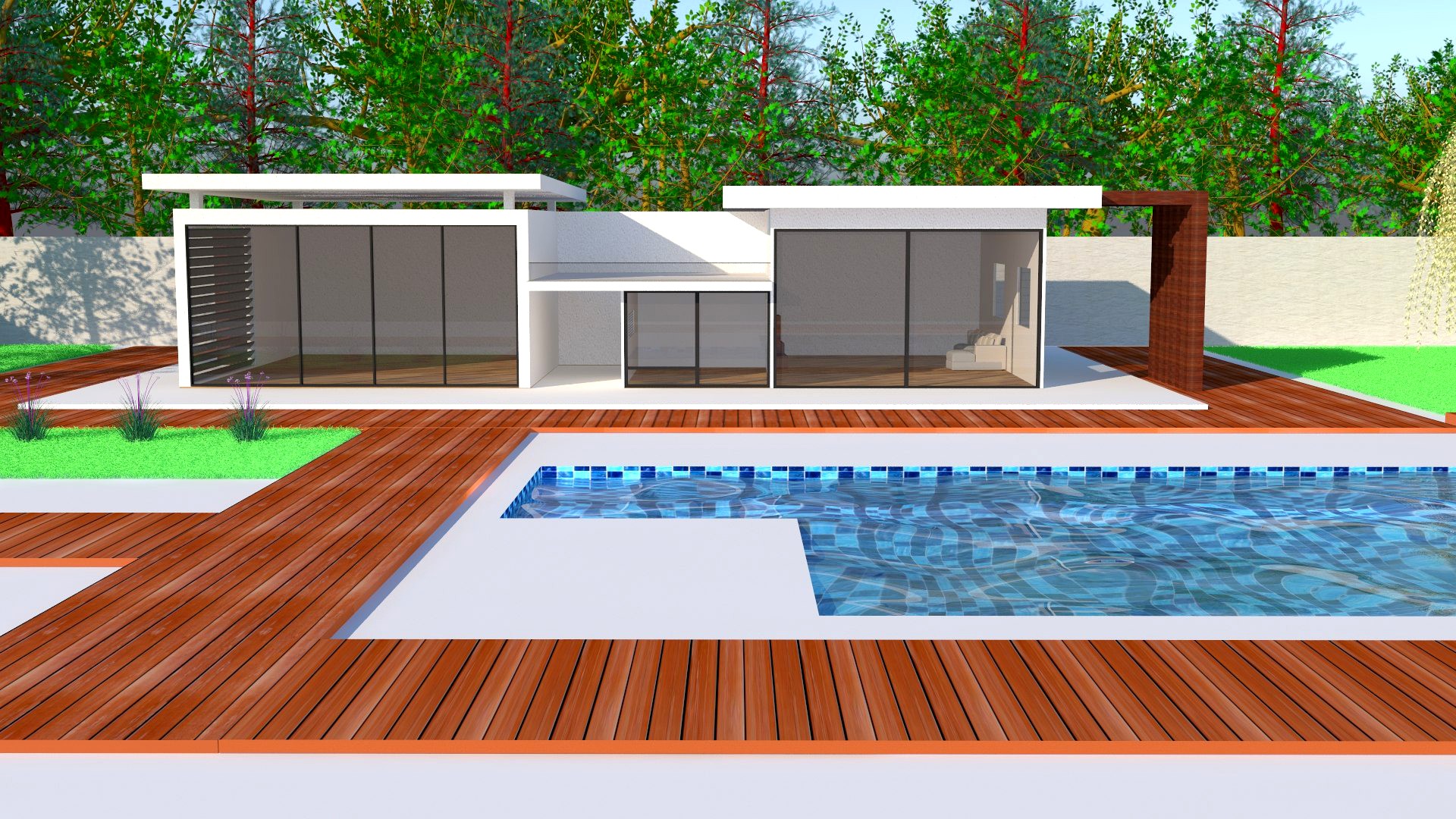 Modern House Exterior Hi-Tech Style 3d model