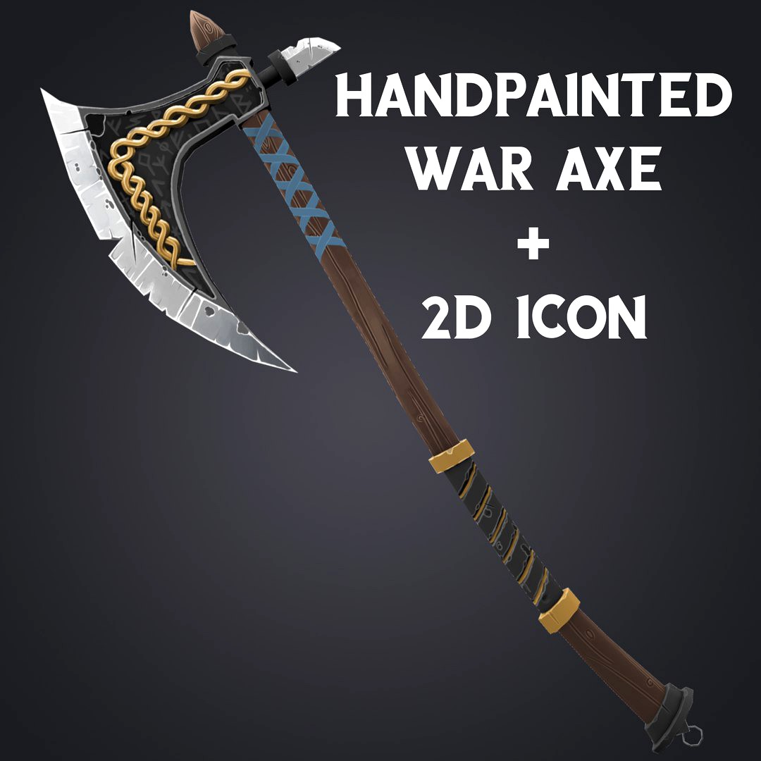 Handpainted War Axe + Icon 3d model