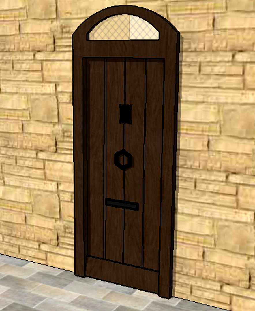 medieval door with letterbox 3d model