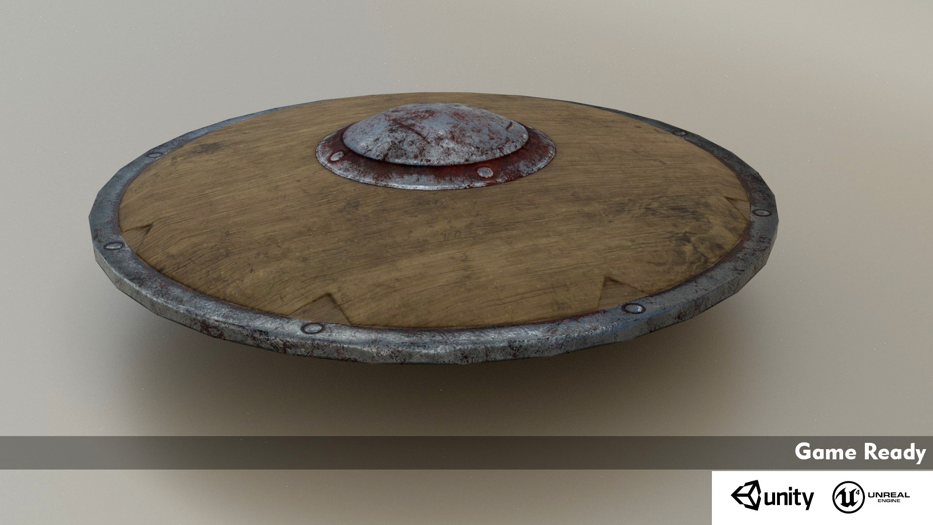 3D Low Poly VR AR Model of Viking Shield VR / AR / low-poly 3D model