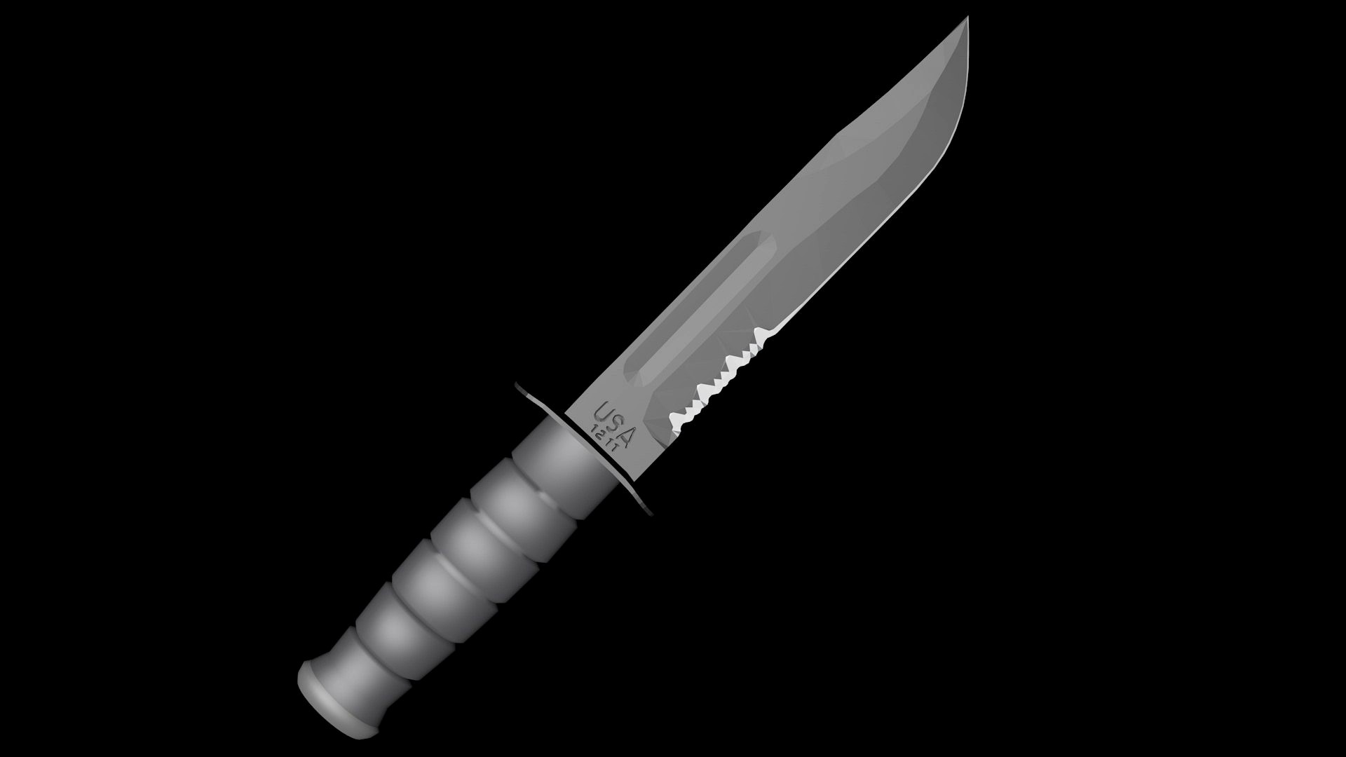 Ka-bar Knives Black Tactical Knife 3d model