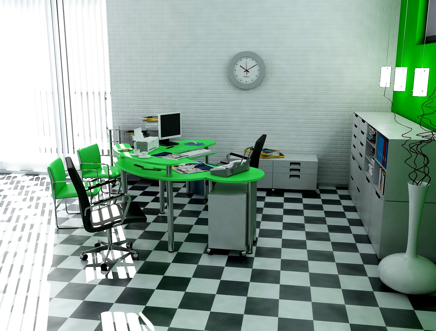 Simple Office Interior Design 3d model