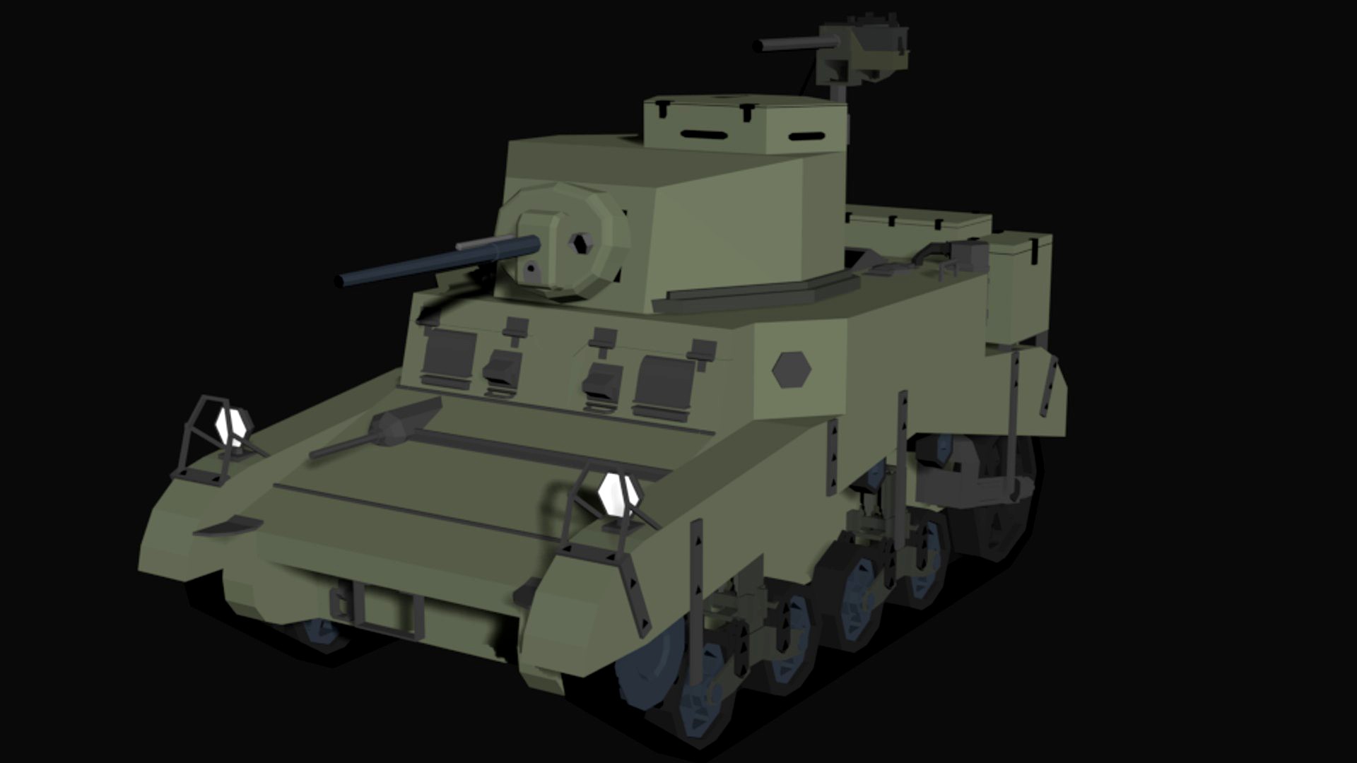 M3 Light Tank Honey LowPoly isometric WW2 3d model