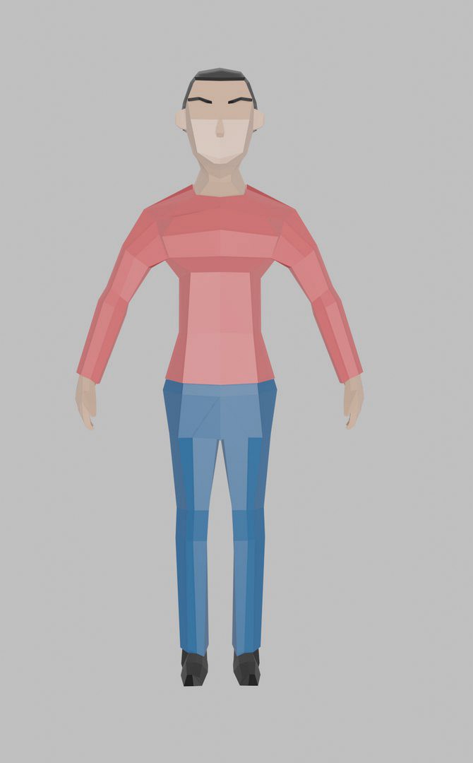 Low Poly Character Woman rigged Unity 3d model