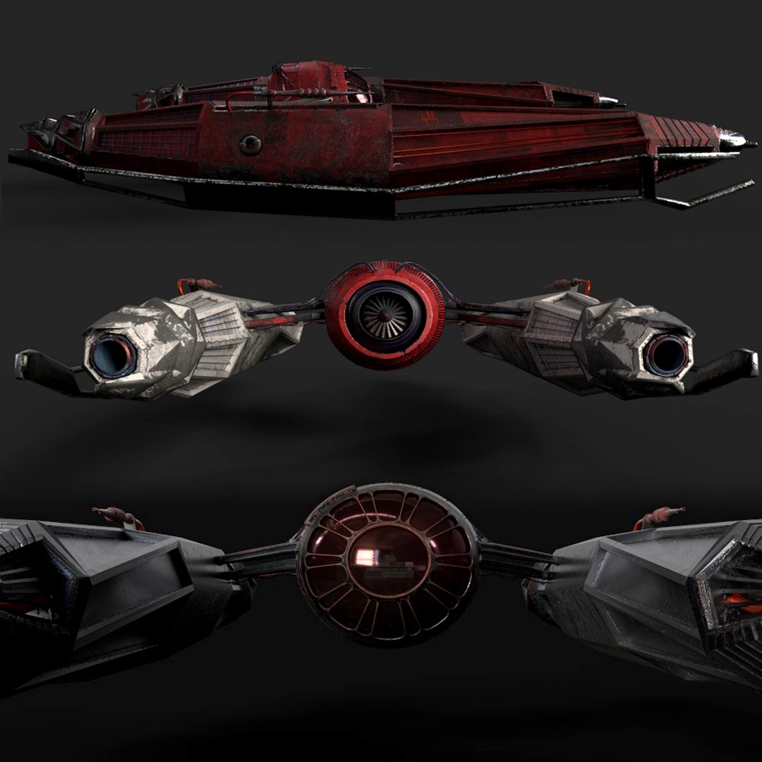 3D Spaceship Fighter Corvette 5 skins model