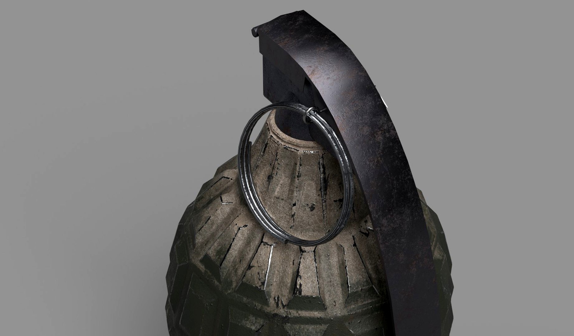 3D low poly model of hand grenade