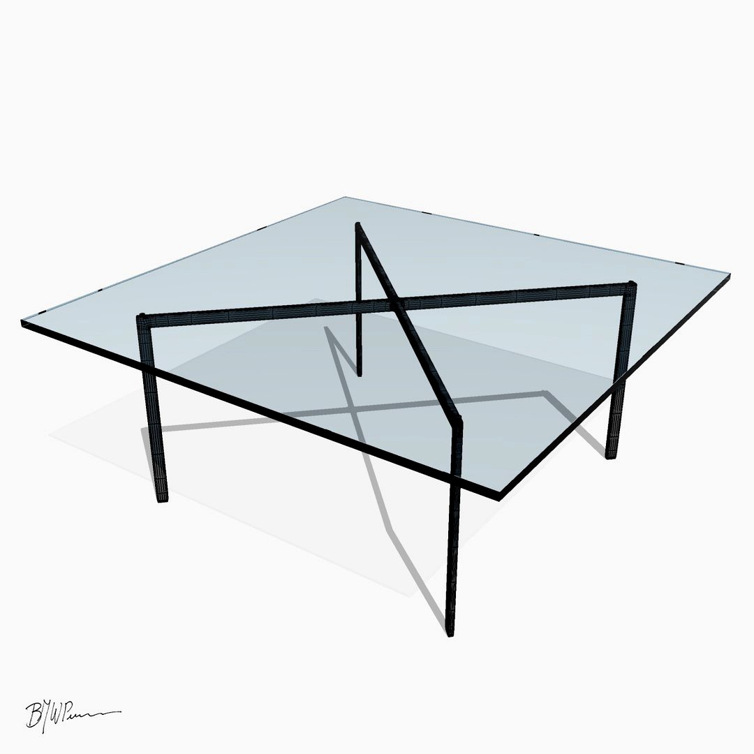 barcelona table mies van der rohe 3d model