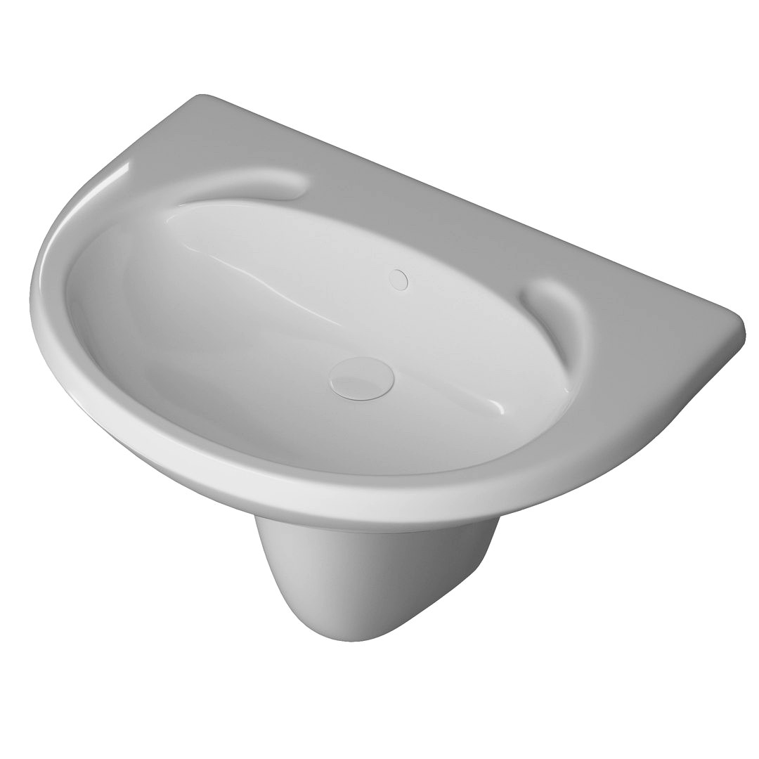 Pedestal Half Round Wash Basin 3d model