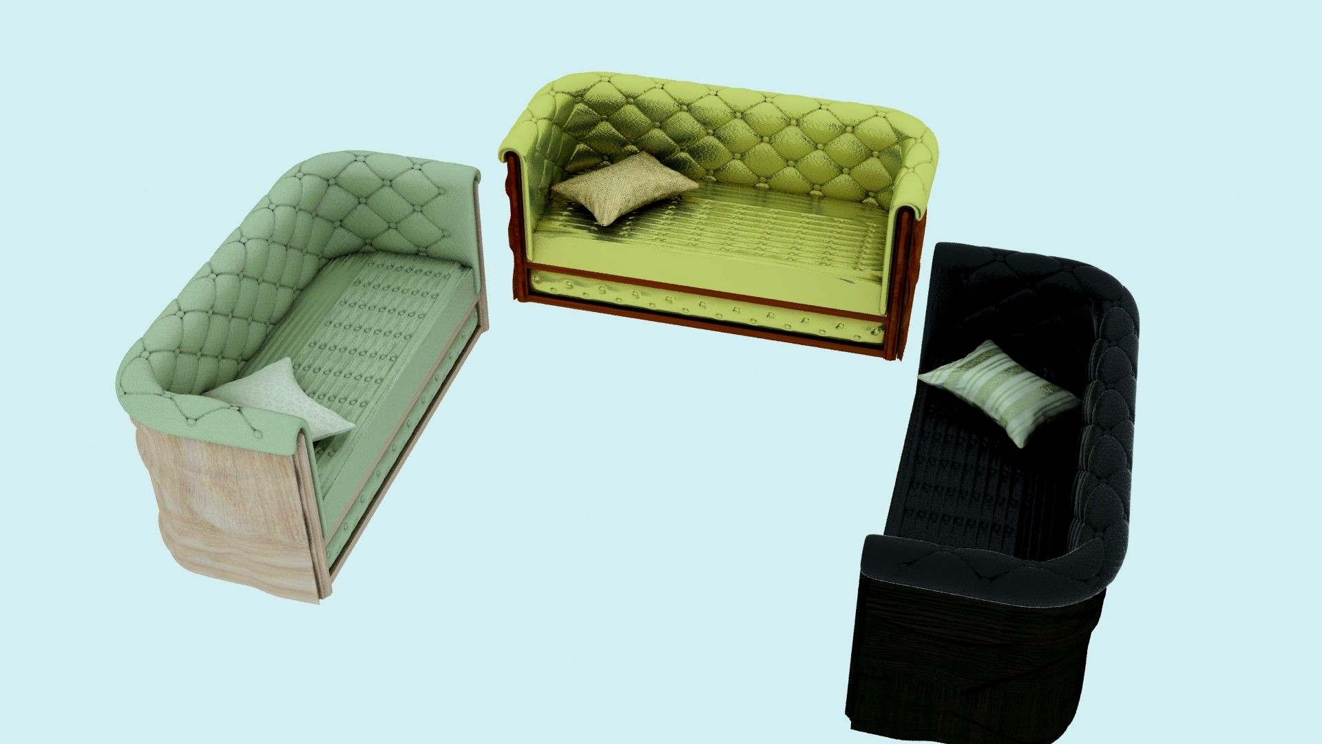 Modern leather sofa in 3 colors 3d model