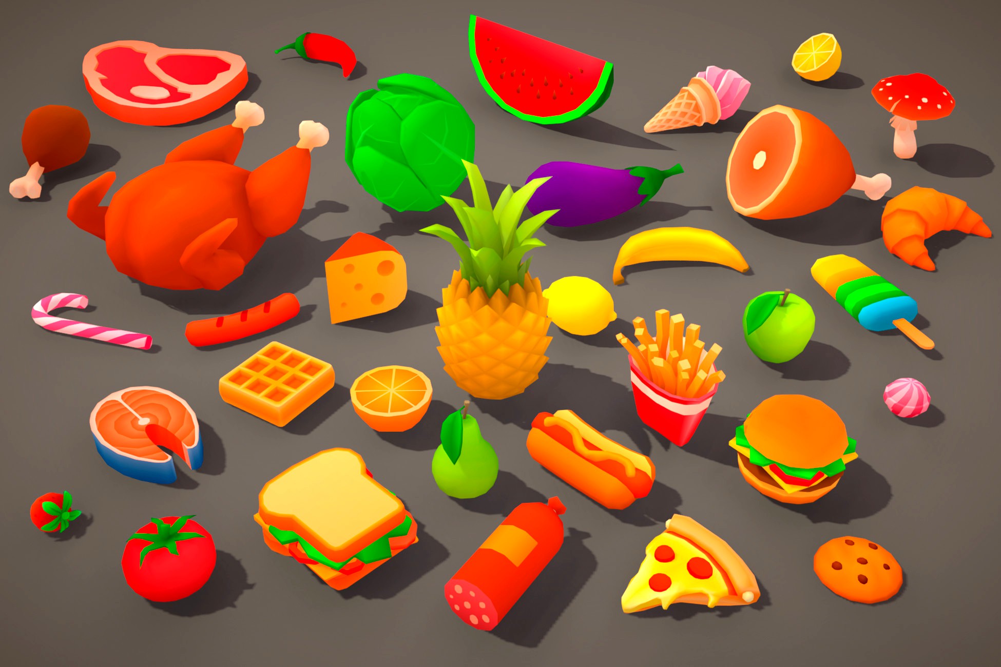 Food - Low-Poly Big Pack 3d model