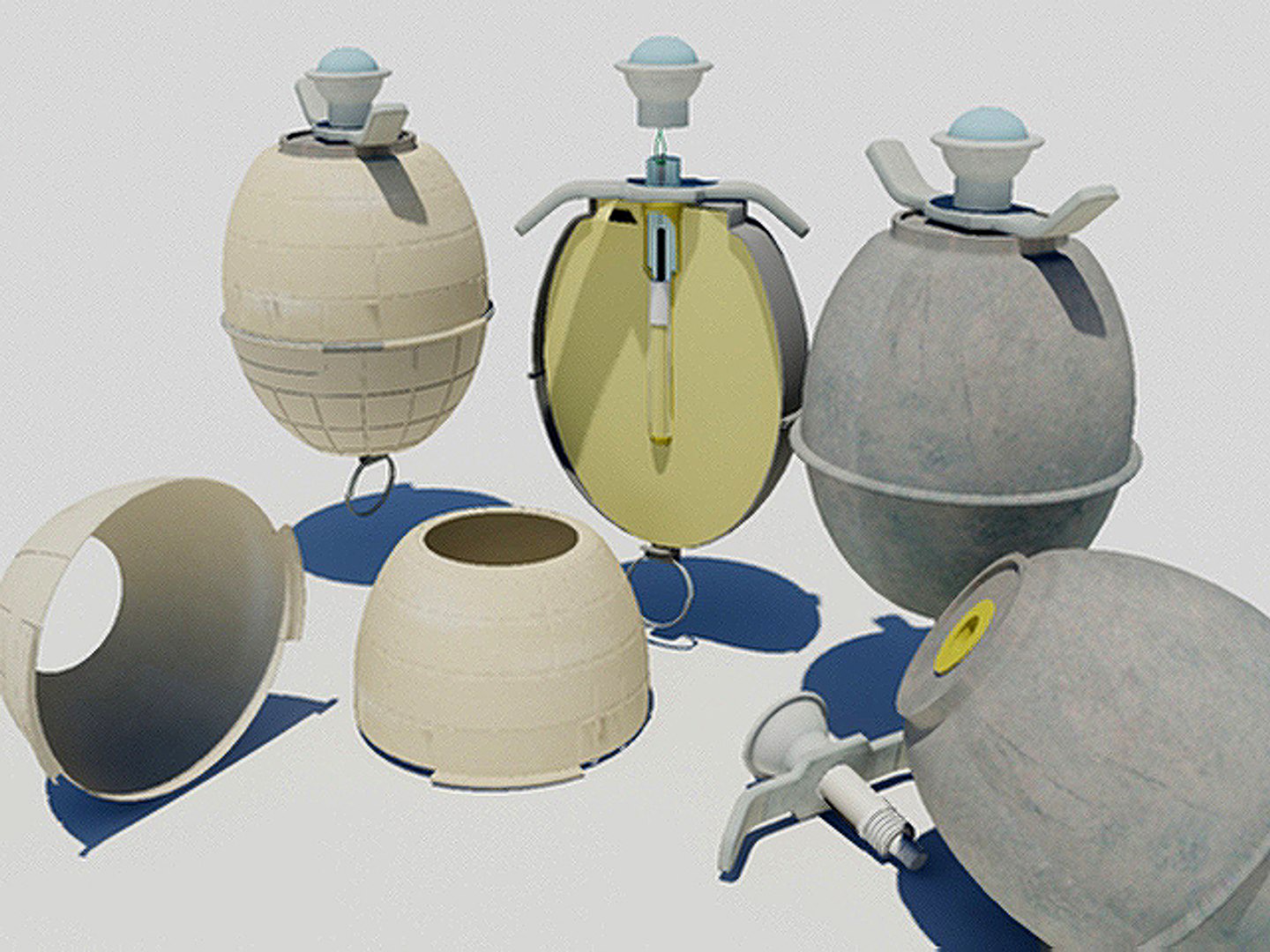 WWII German "egg" Grenade 39 Cutaway 3d model