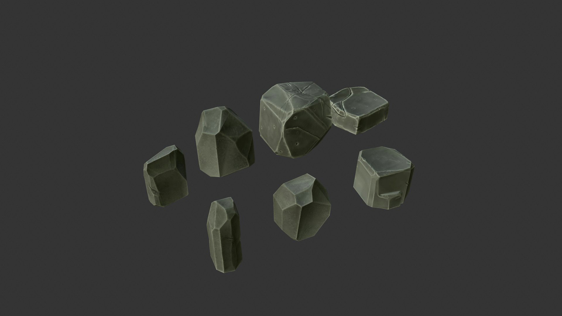 Stylized stone set 3d model