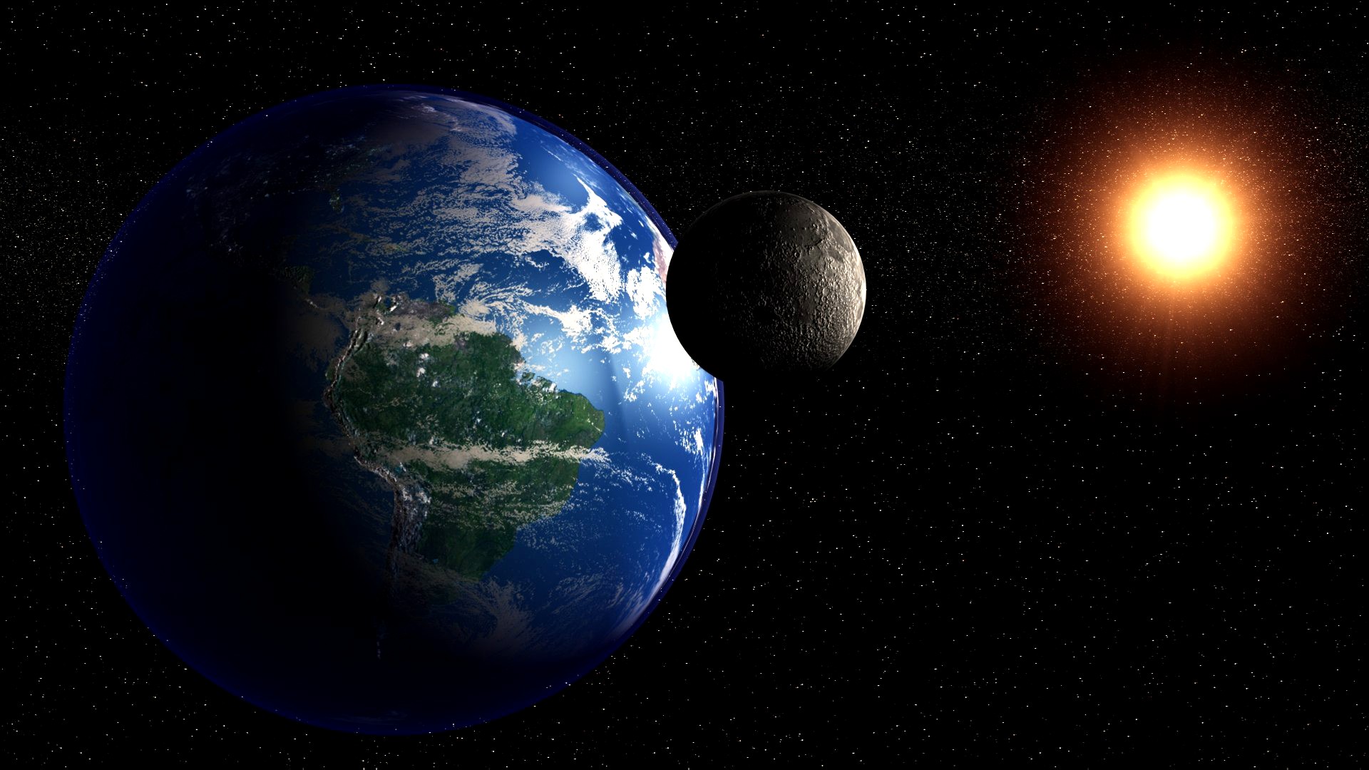 Earth and moon 3d model