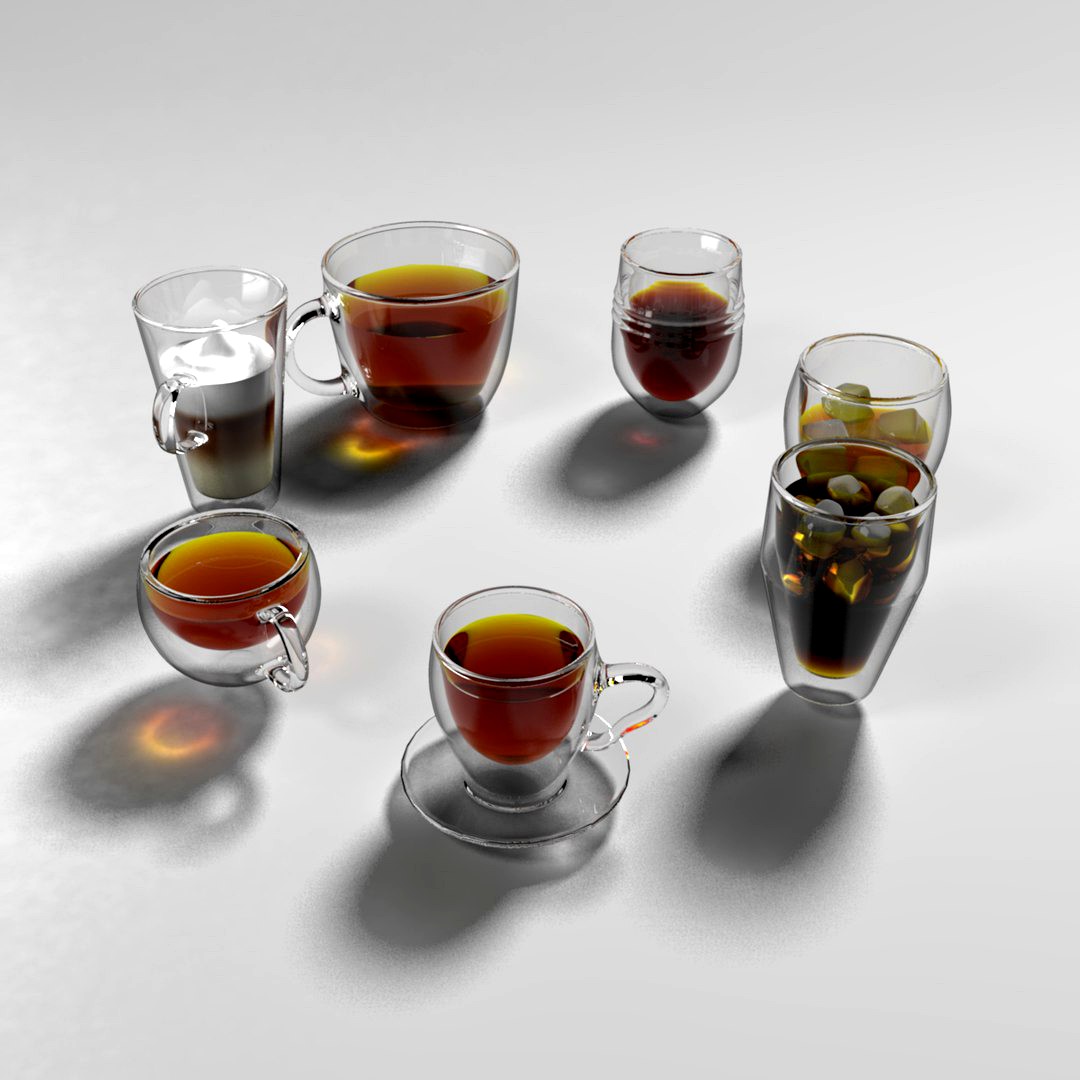 Glass with double walls set 3d model