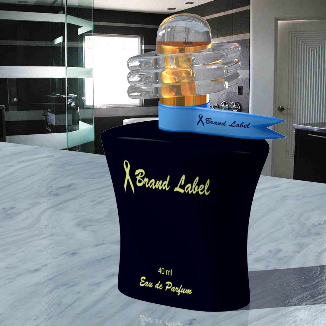 Generic Feminine Blue Glass Perfume Bottle With Ribbon Visualization 3d ...