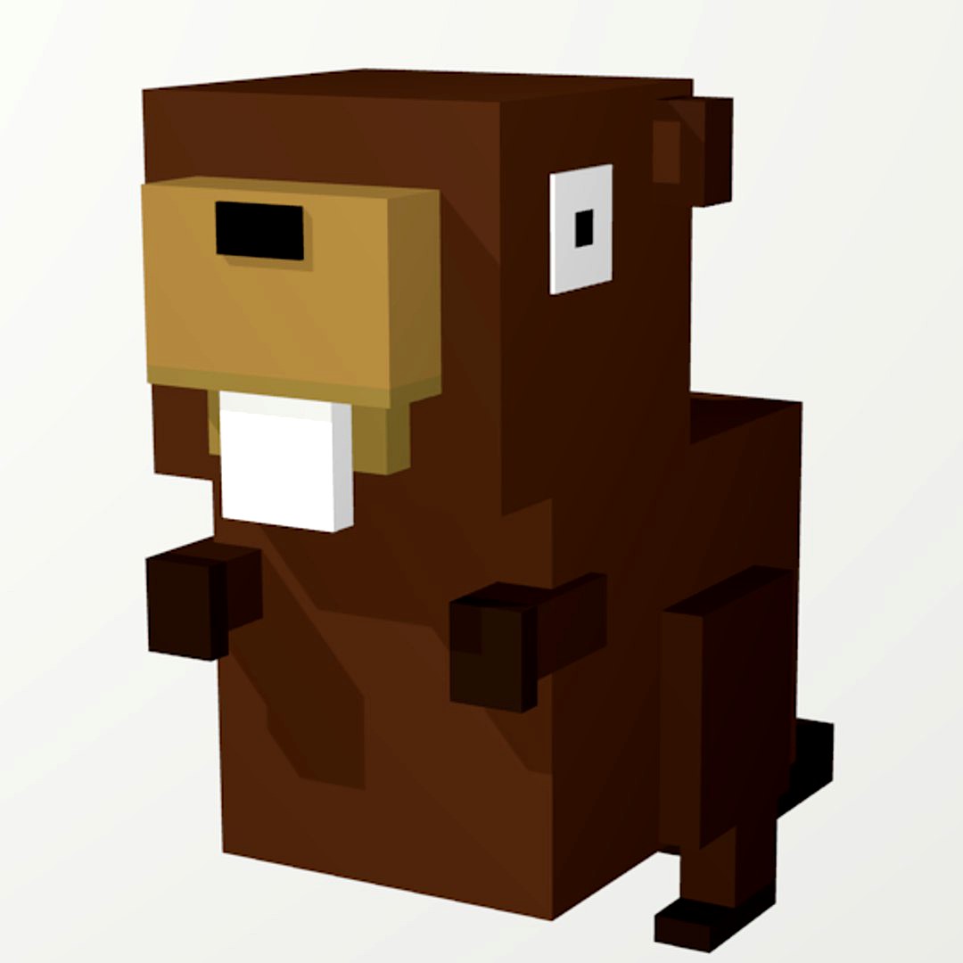 Low poly Beaver, Voxel Art Beaver 3d model