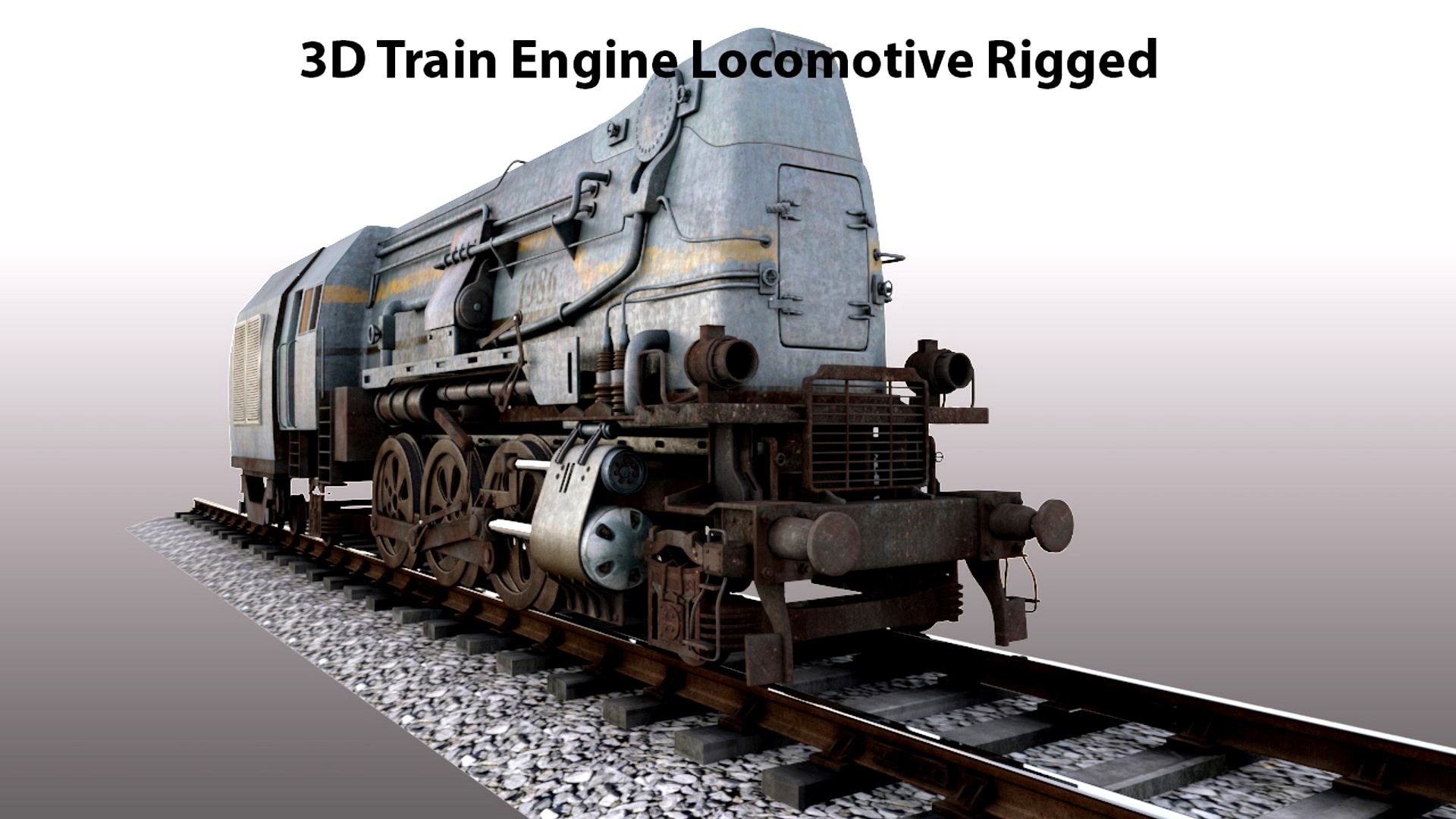 3D Train Engine Locomotive Rigged for Animation model