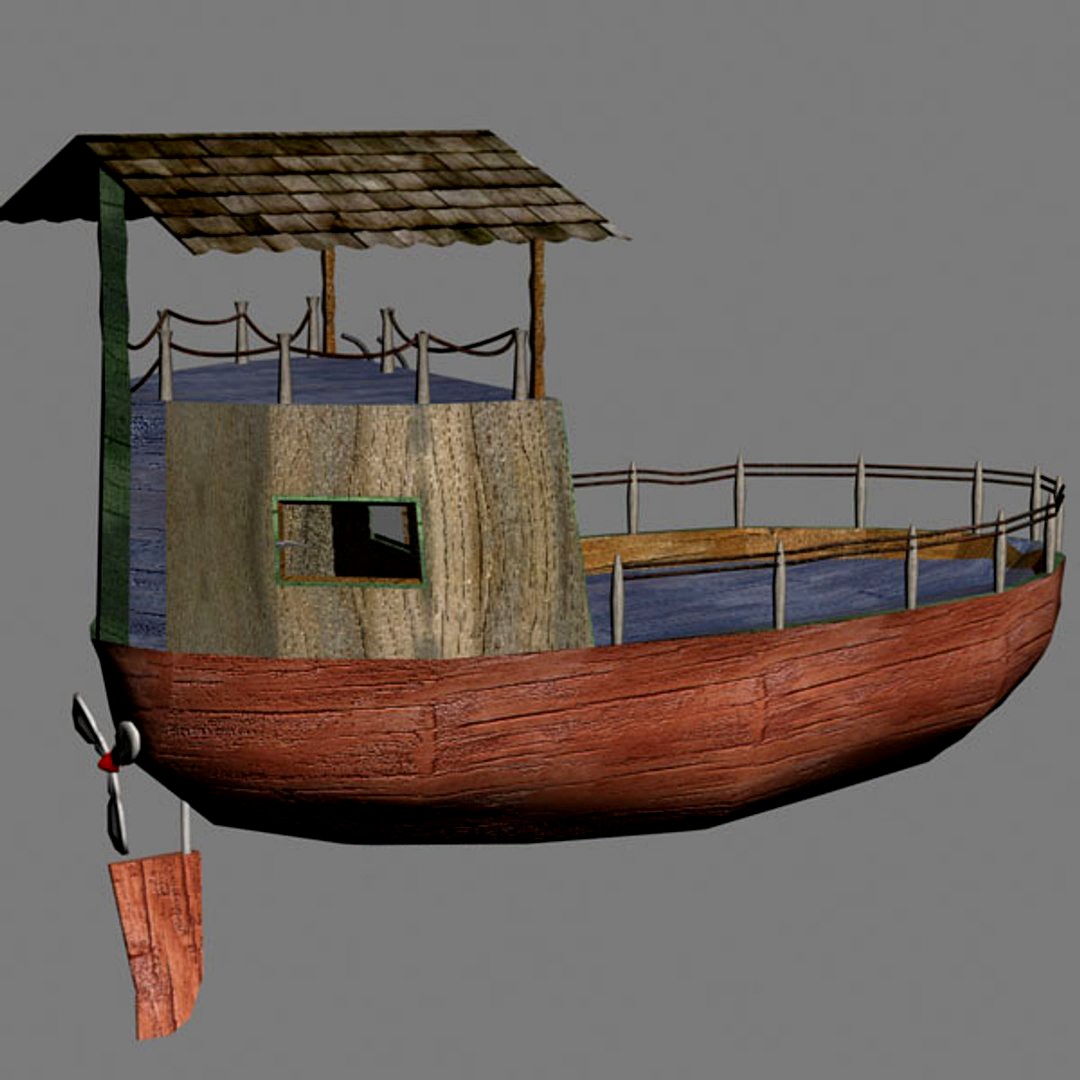 cartoon rowboat 3d model