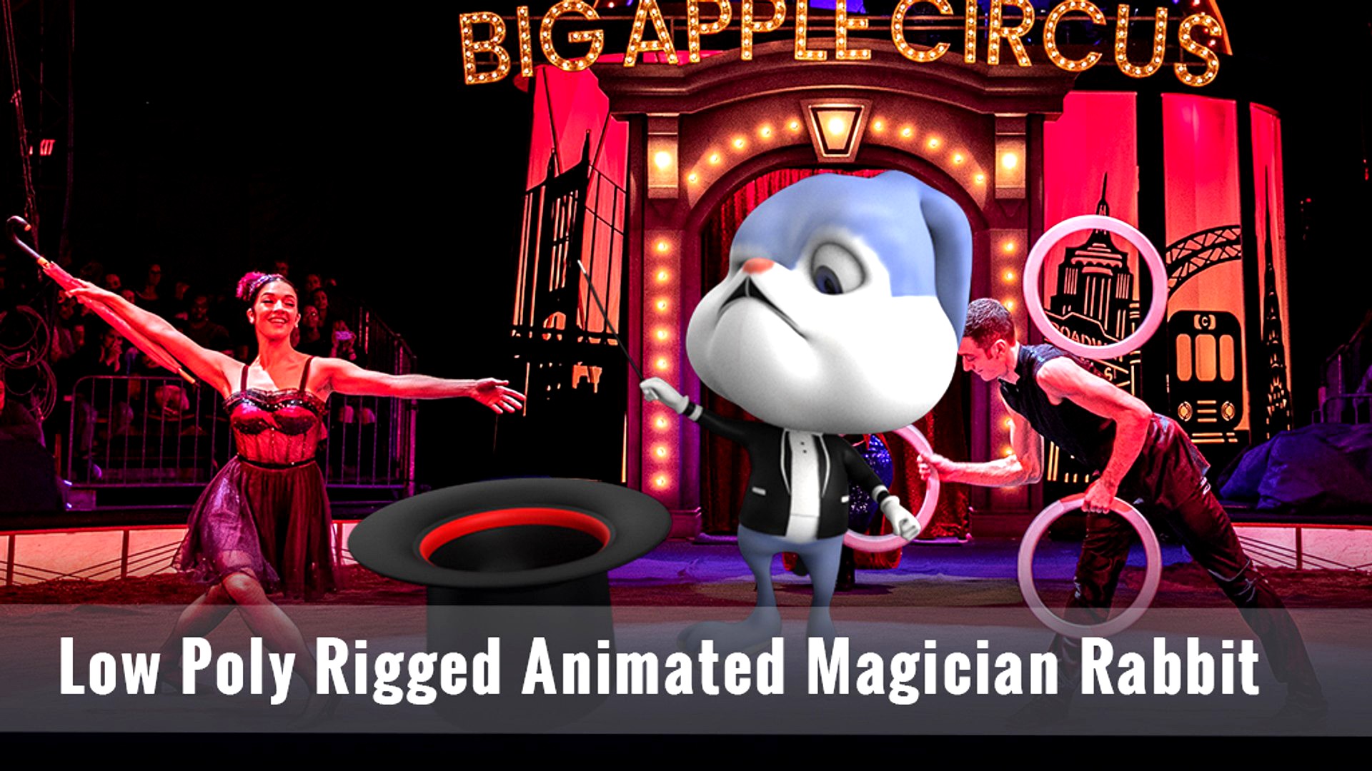 Low Poly Rigged Animated Magician Rabbit 3d model
