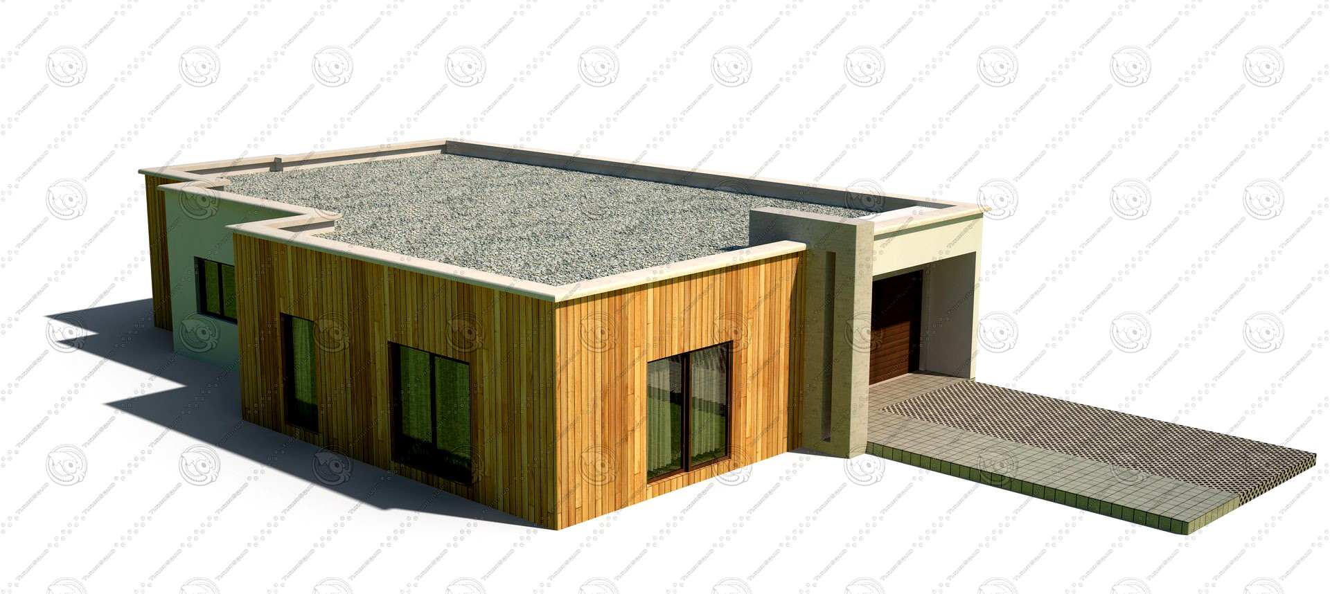 modern house exterior cubism 1 3d model
