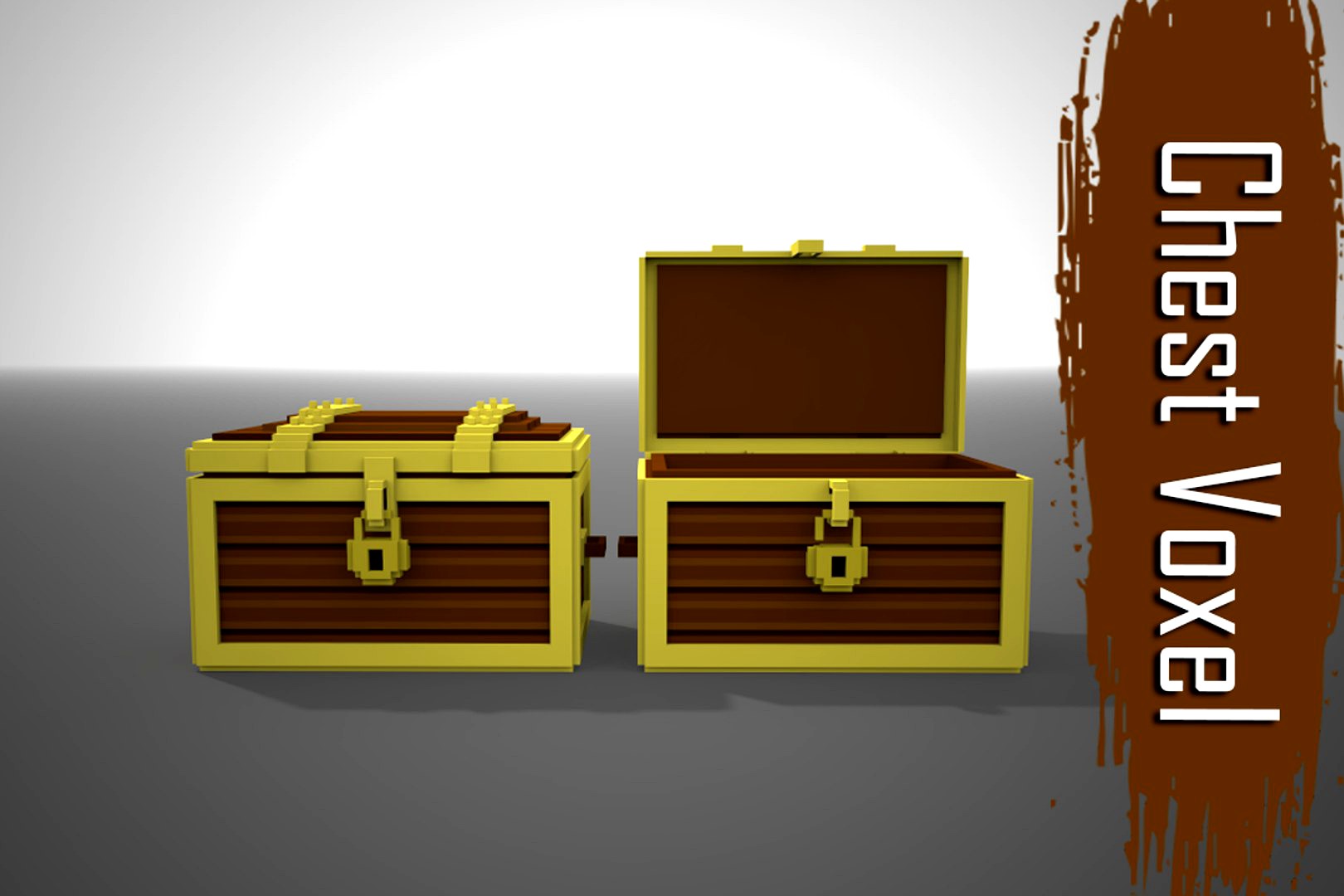 Voxel Chest low-poly 3d model