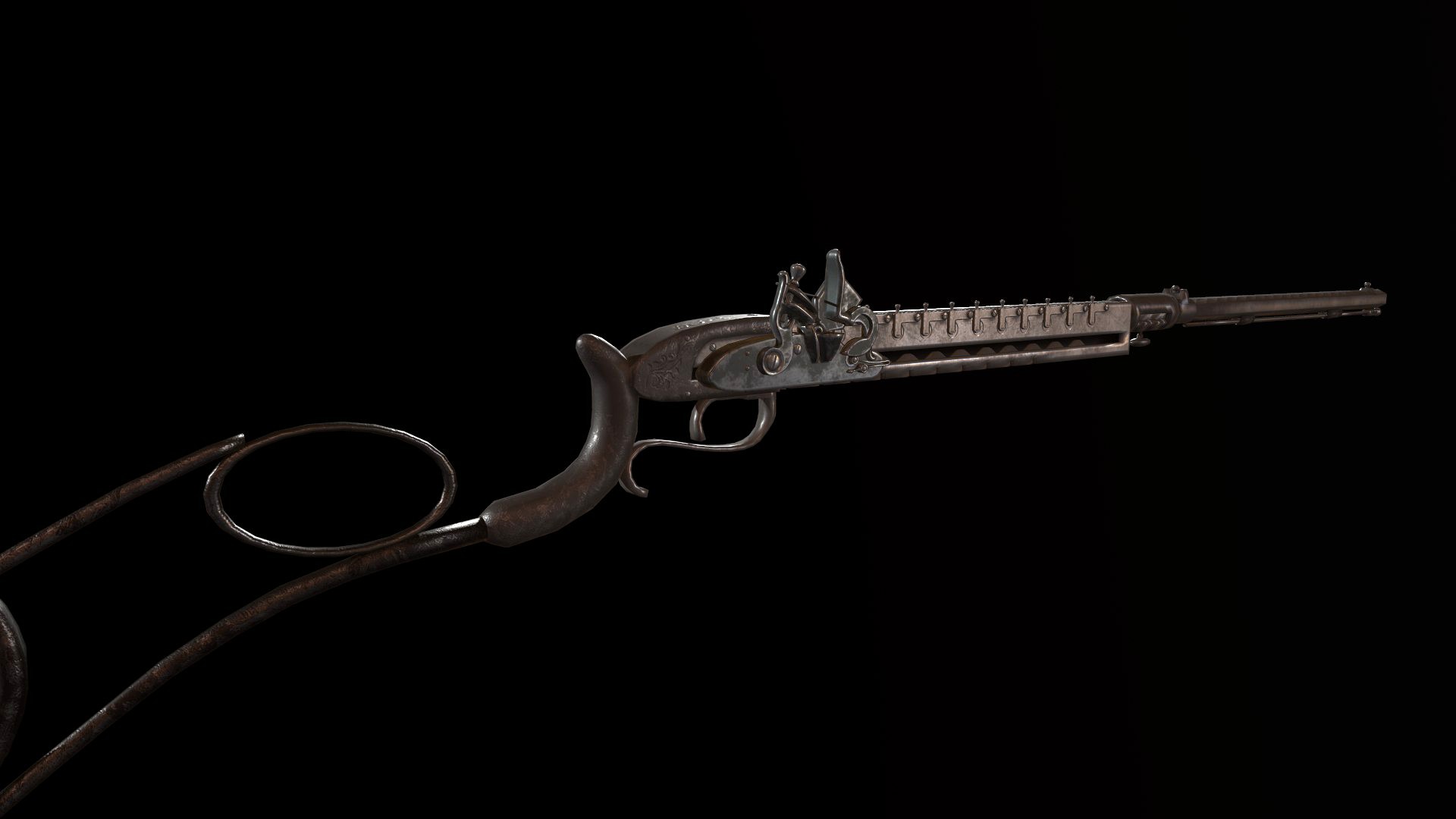 Multishot flintlock rifle 3d model