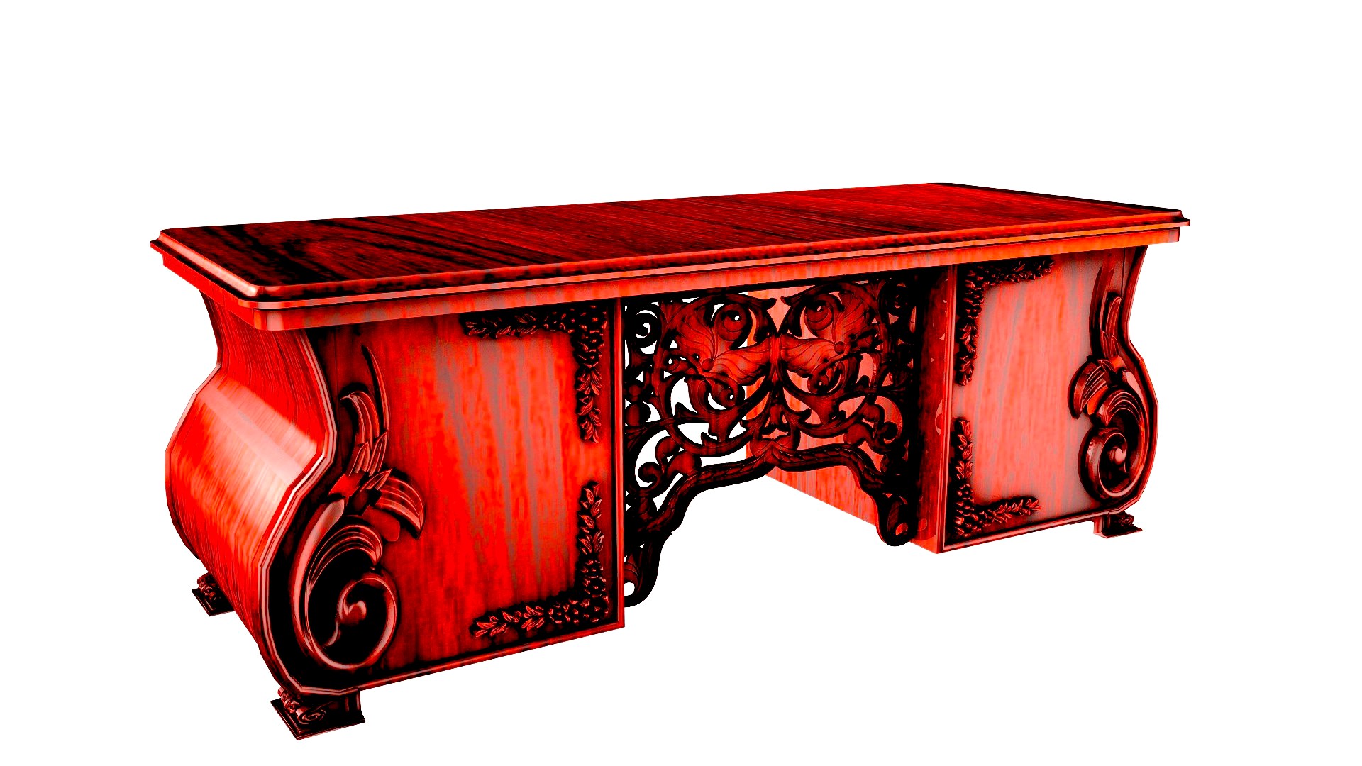 Classic Office Table 3d Model 3045