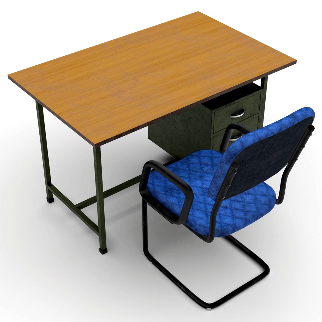 Office Table-Chair Set 3d model