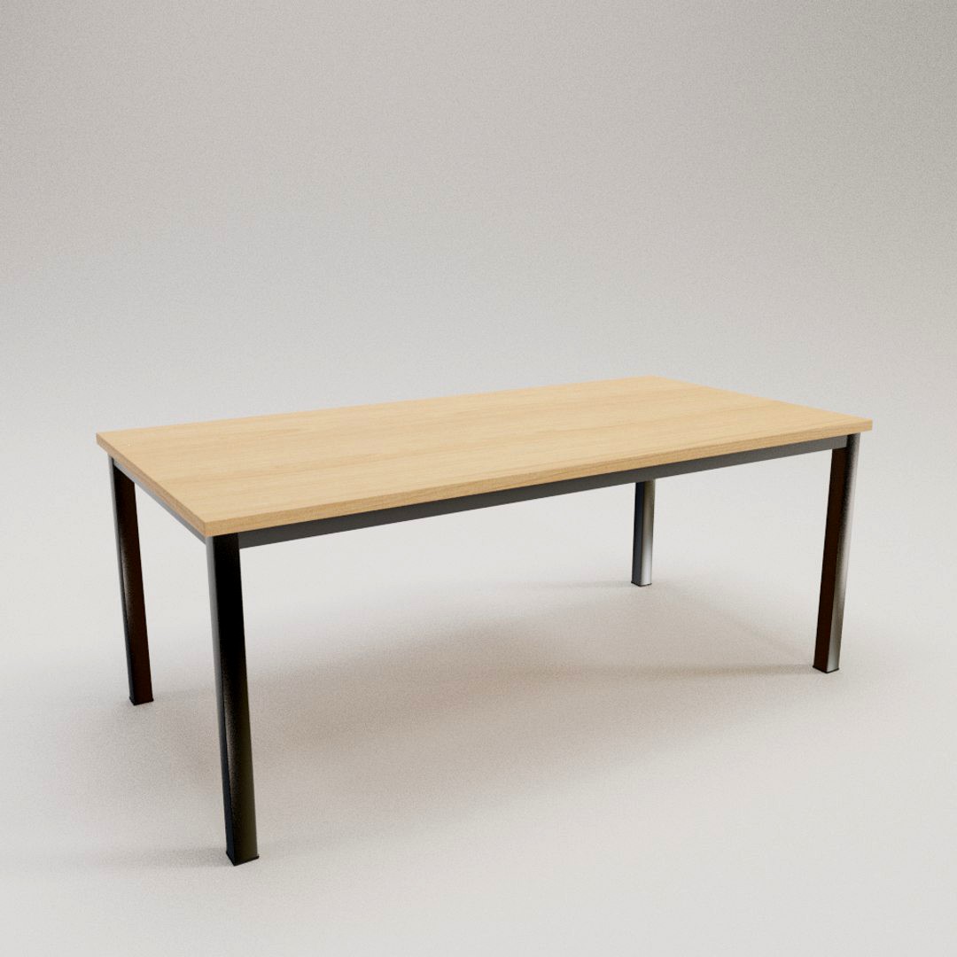 Table Wood Metal Legs 3d model