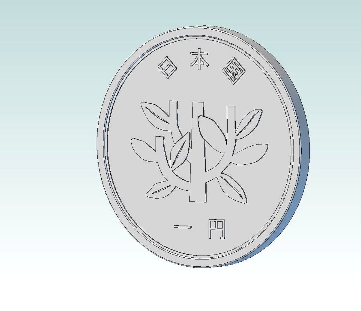 1yen coin CAD model 3d