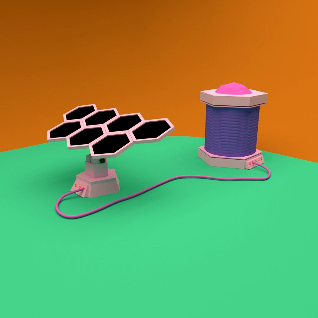 solar battery - panel colony mars mobile game 3d model