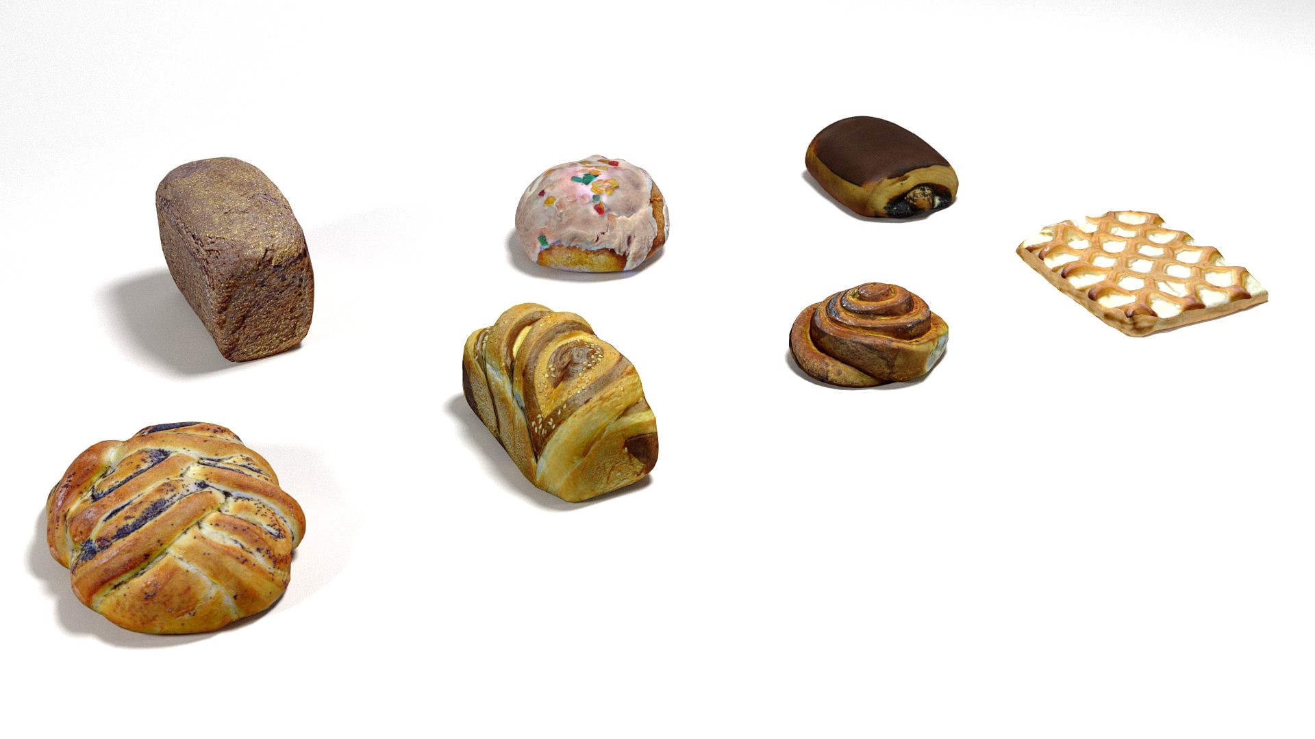 Bread Collection Low Poly 3d model