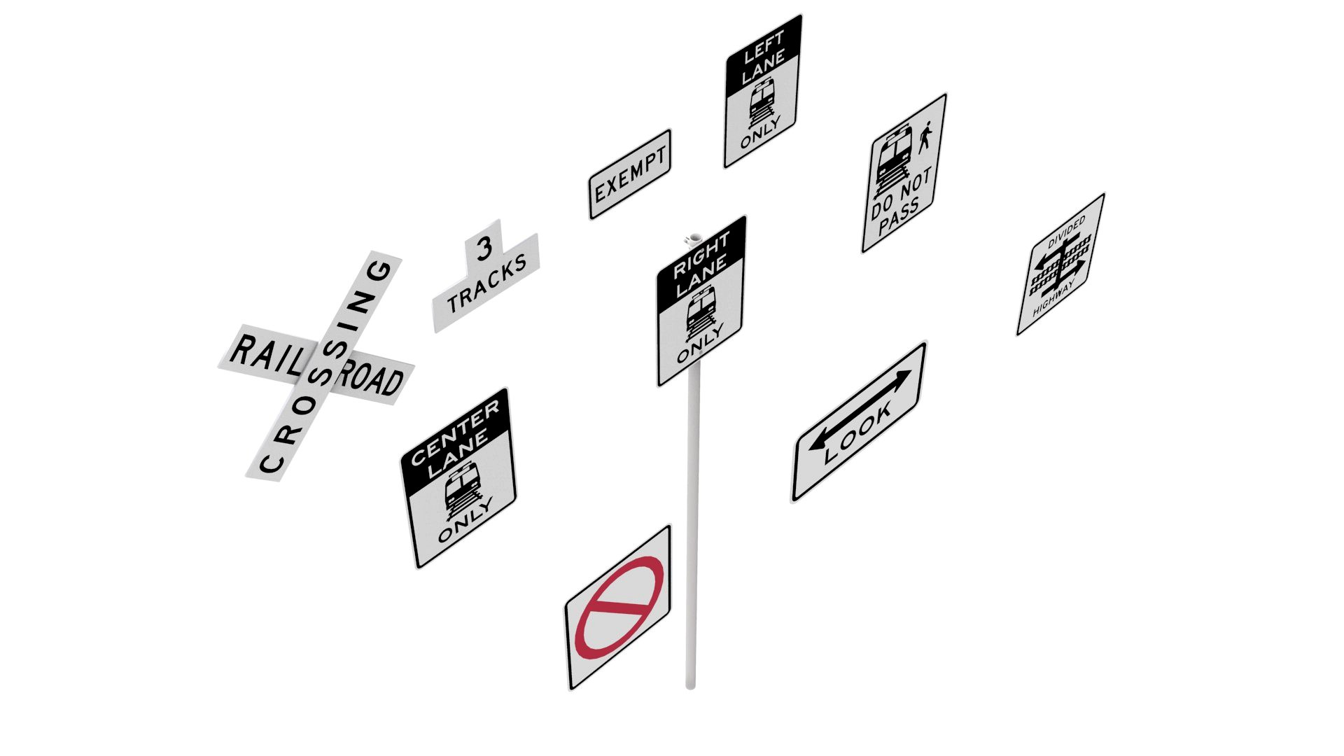 Road Sign US R15 Series Rail And Light Rail 3d model