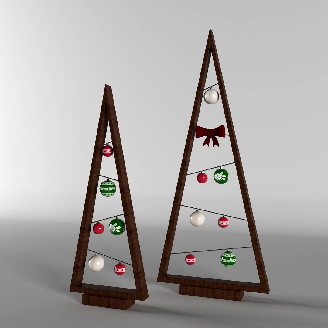wood christmas tree decor 3d model