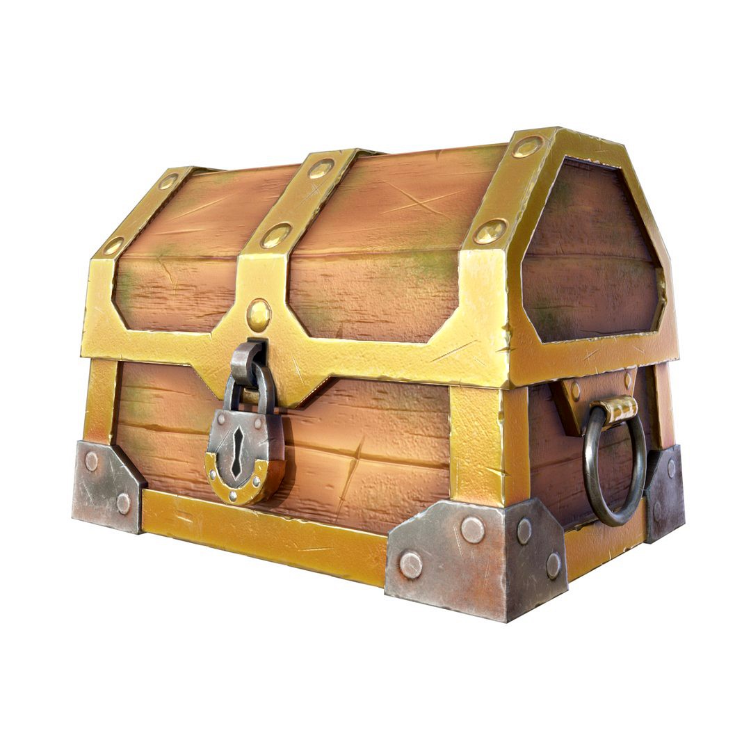 Stylized Golden Chest Low Poly1 3d model