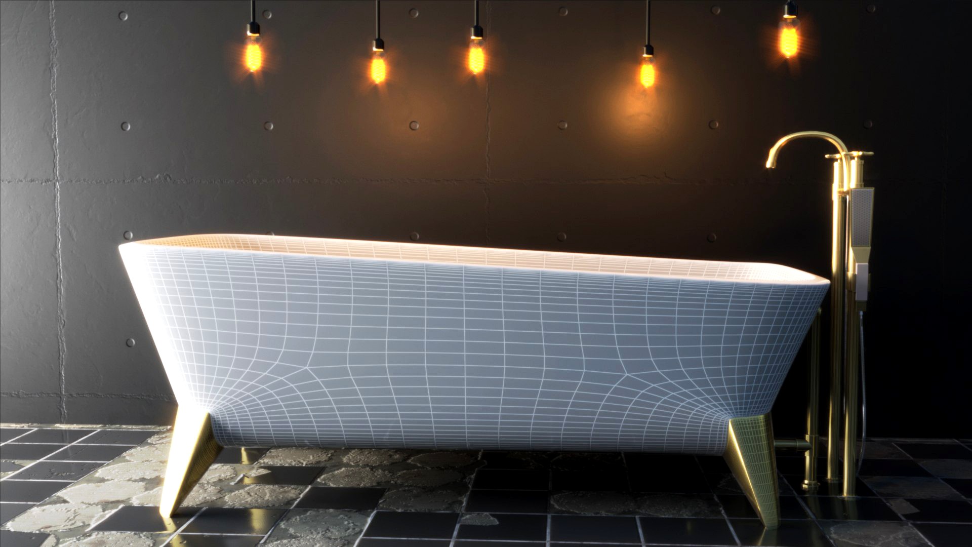 Luxury Bath Tub Low-poly 3d model