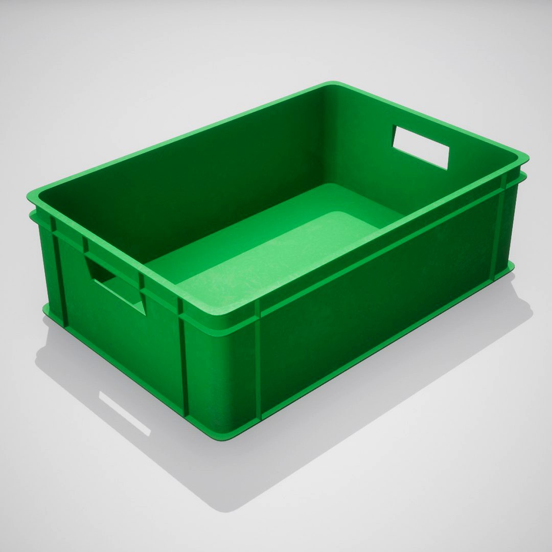 Plastic Stacking Box Green PBR Game Ready 3d model