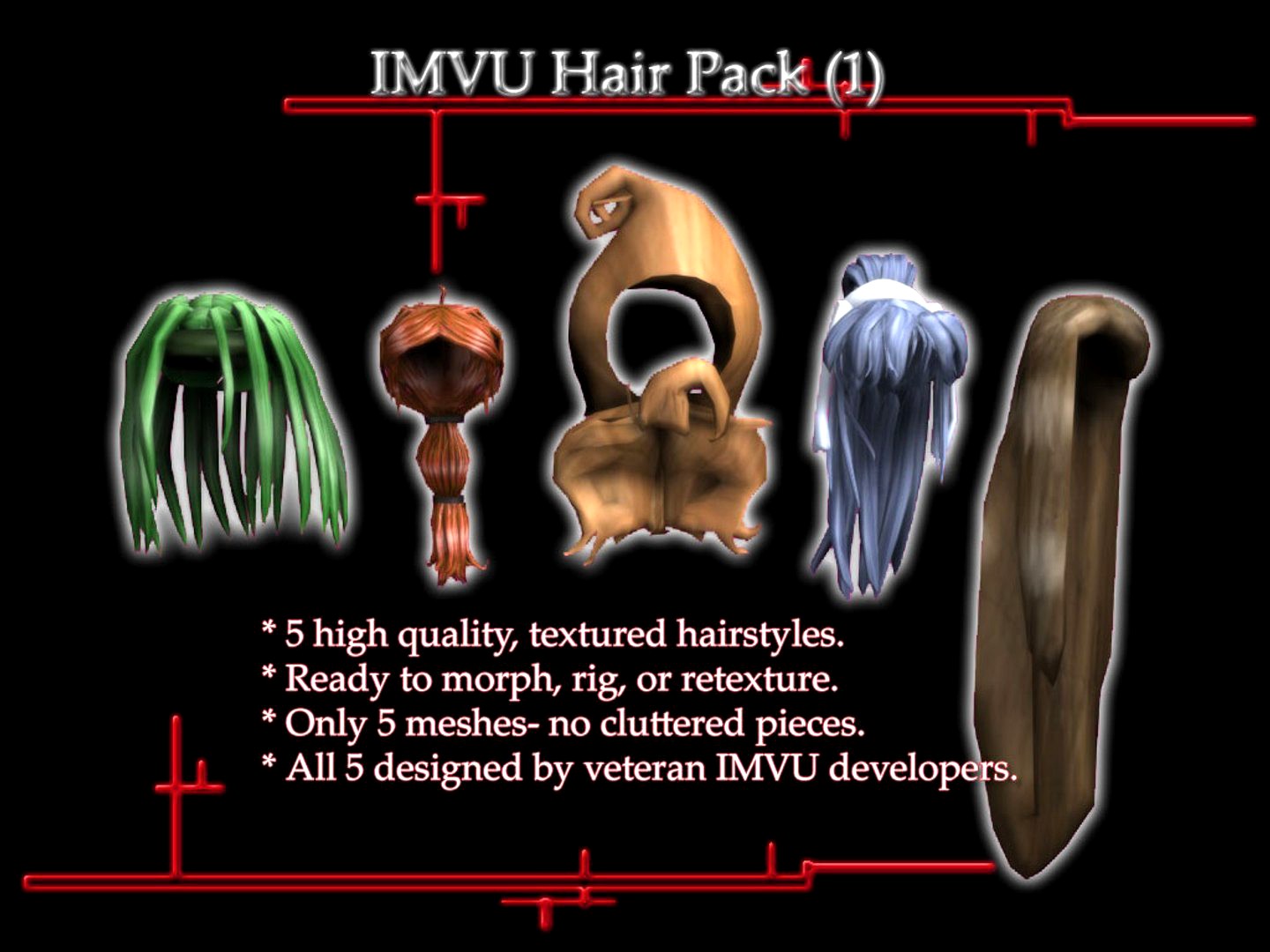 IMVU Hair Pack 1 3d model
