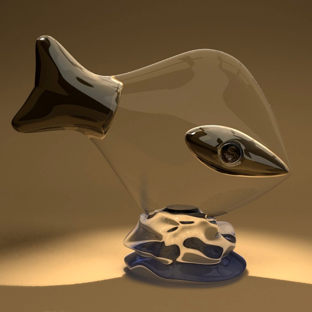Glass Fish Sculpture 3d model