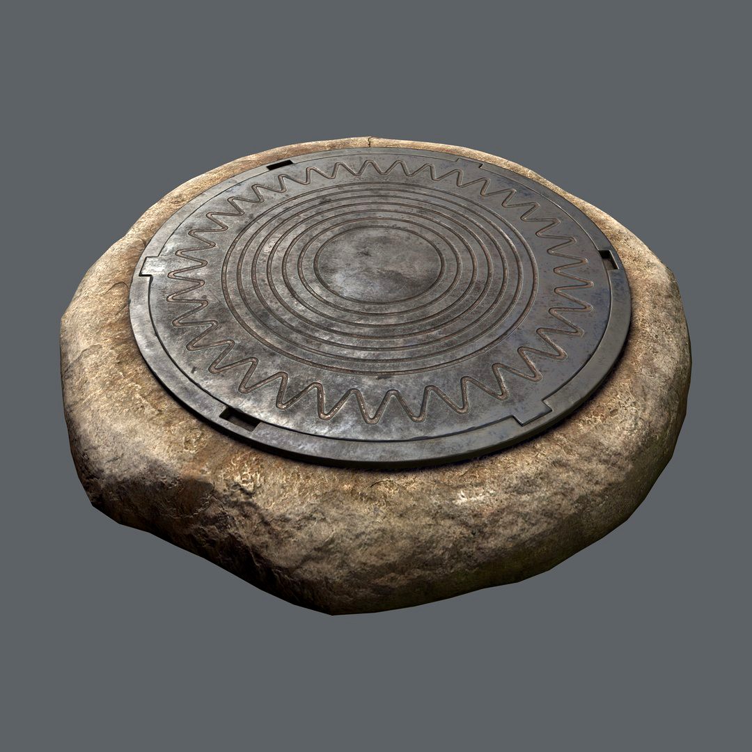 Sewer Hatch v5, Low Poly, LODs 3d model