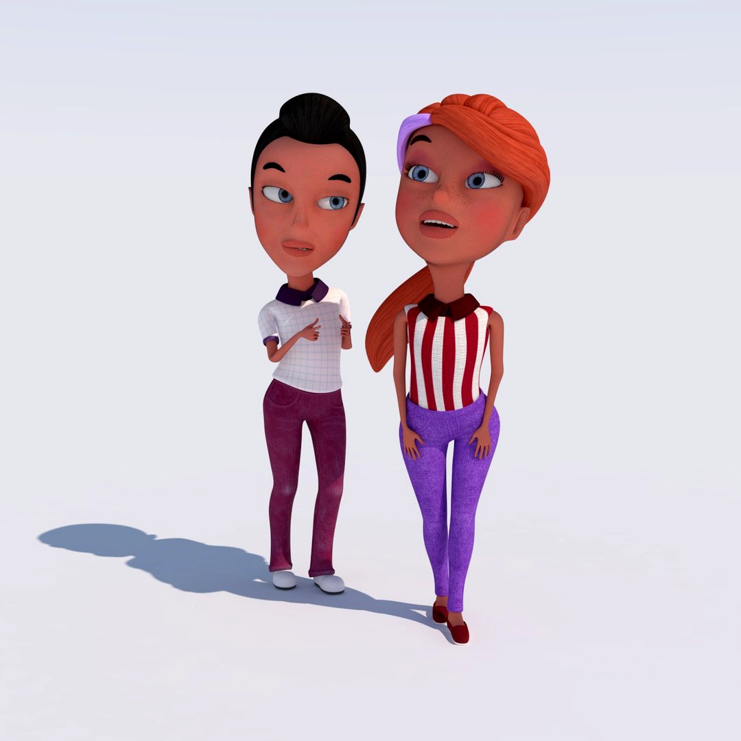Leo and Anna Cartoon Rigged 3d model